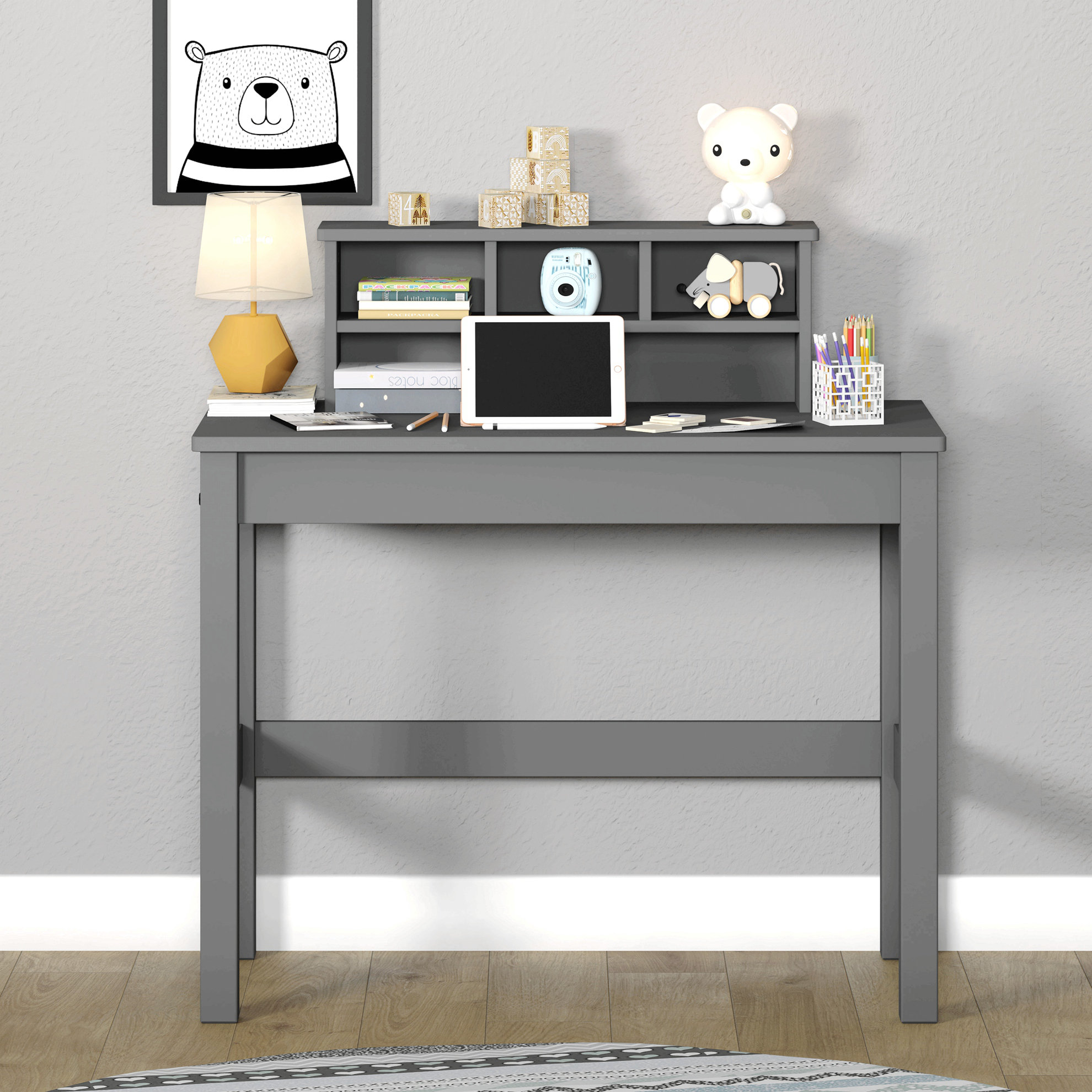 Red Barrel Studio Sleek Rectangular Writing Desk With Built-In Hutch ...