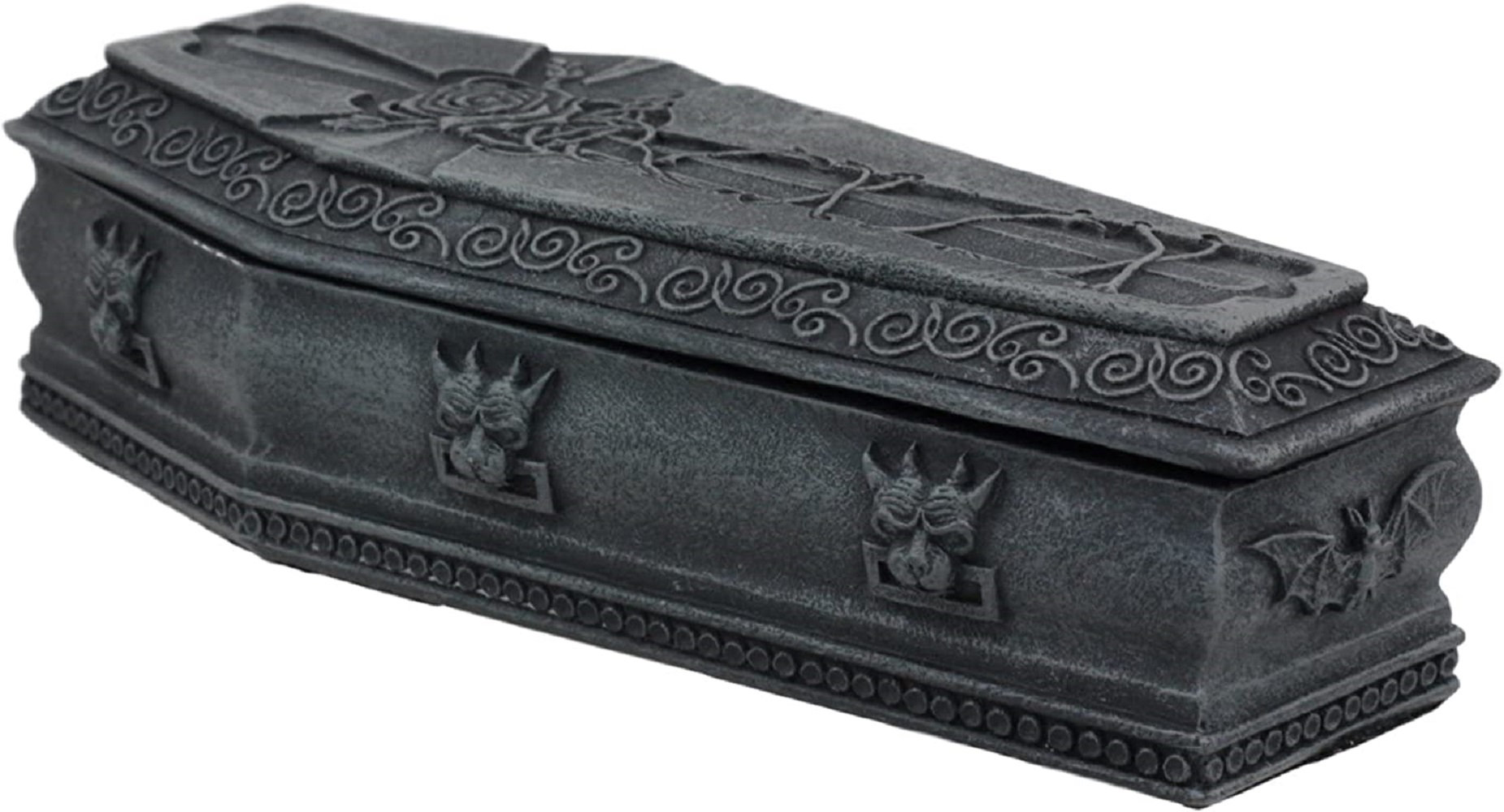 Fleur De Lis Living Porcaro Gothic Gargoyle with Twisted Rose Vine Cross Coffin Jewelry Box ...