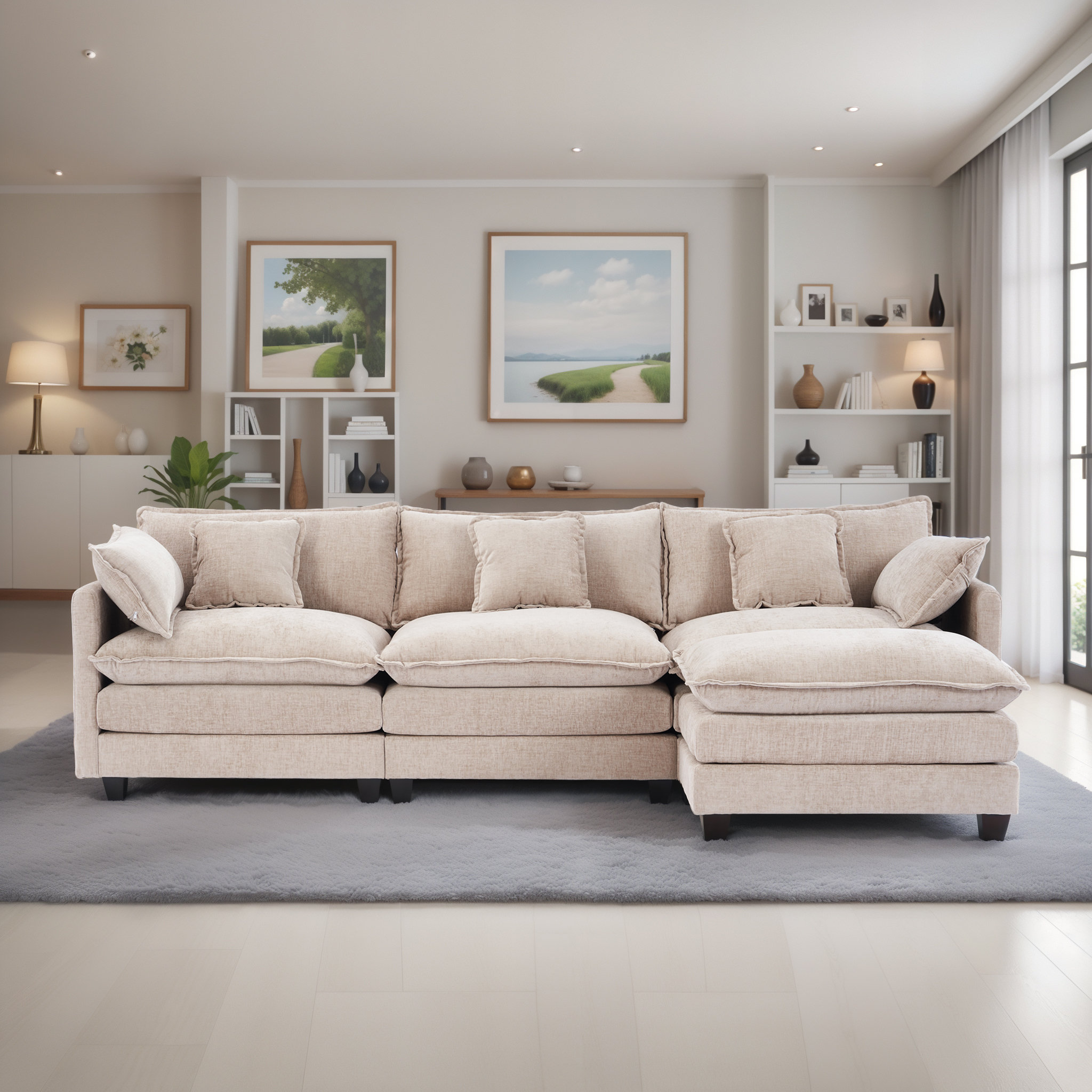 Ebern Designs Modular Sectional Sofa, Comfy Cloud Couch With Movable ...