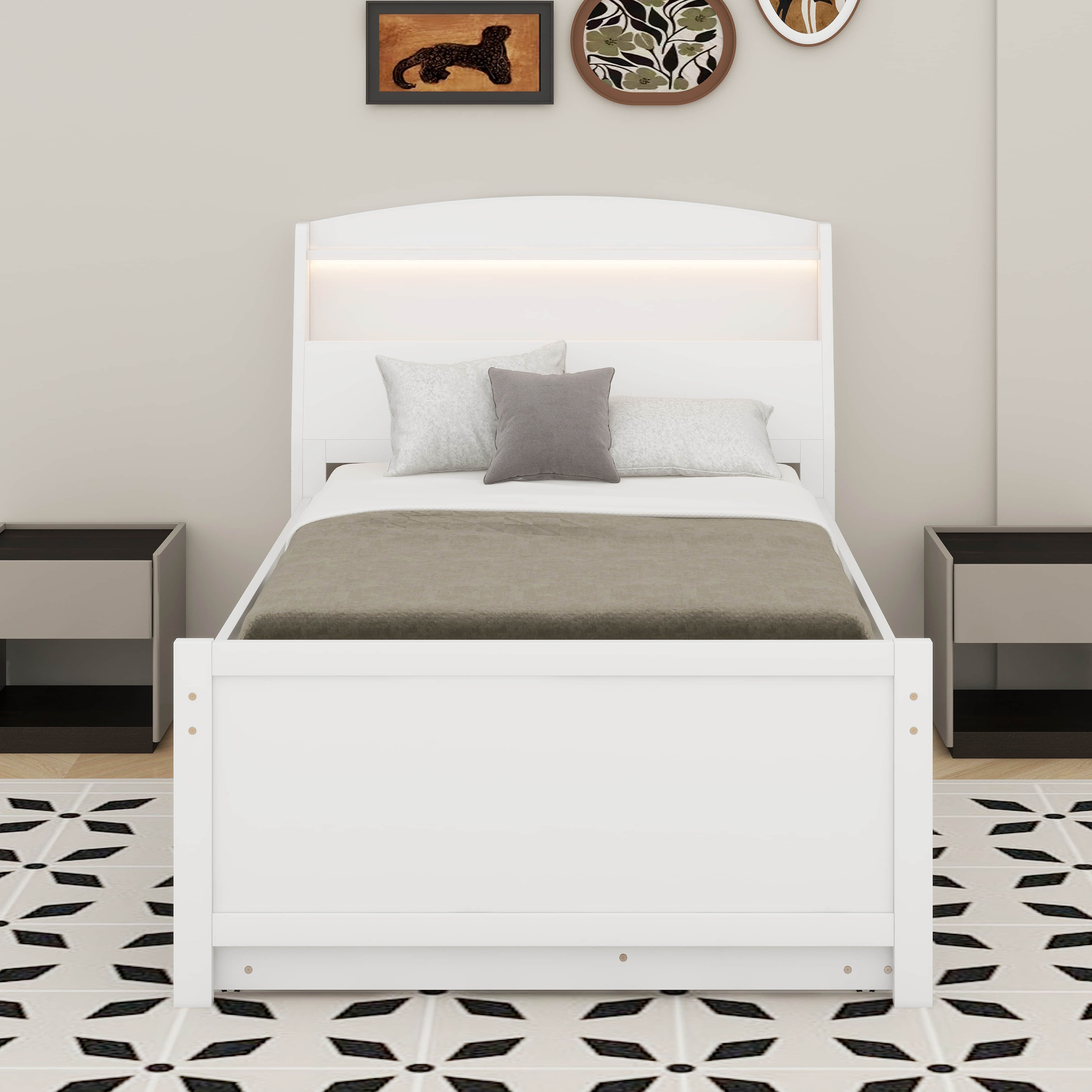 Red Barrel Studio® Platform Bed With Storage LED Headboard, Trundle And ...