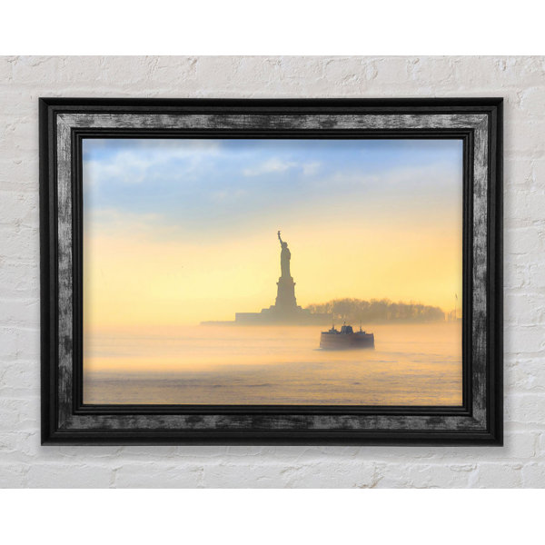 Highland Dunes Mist Over The Statue Of Liberty Framed Print | Wayfair.co.uk