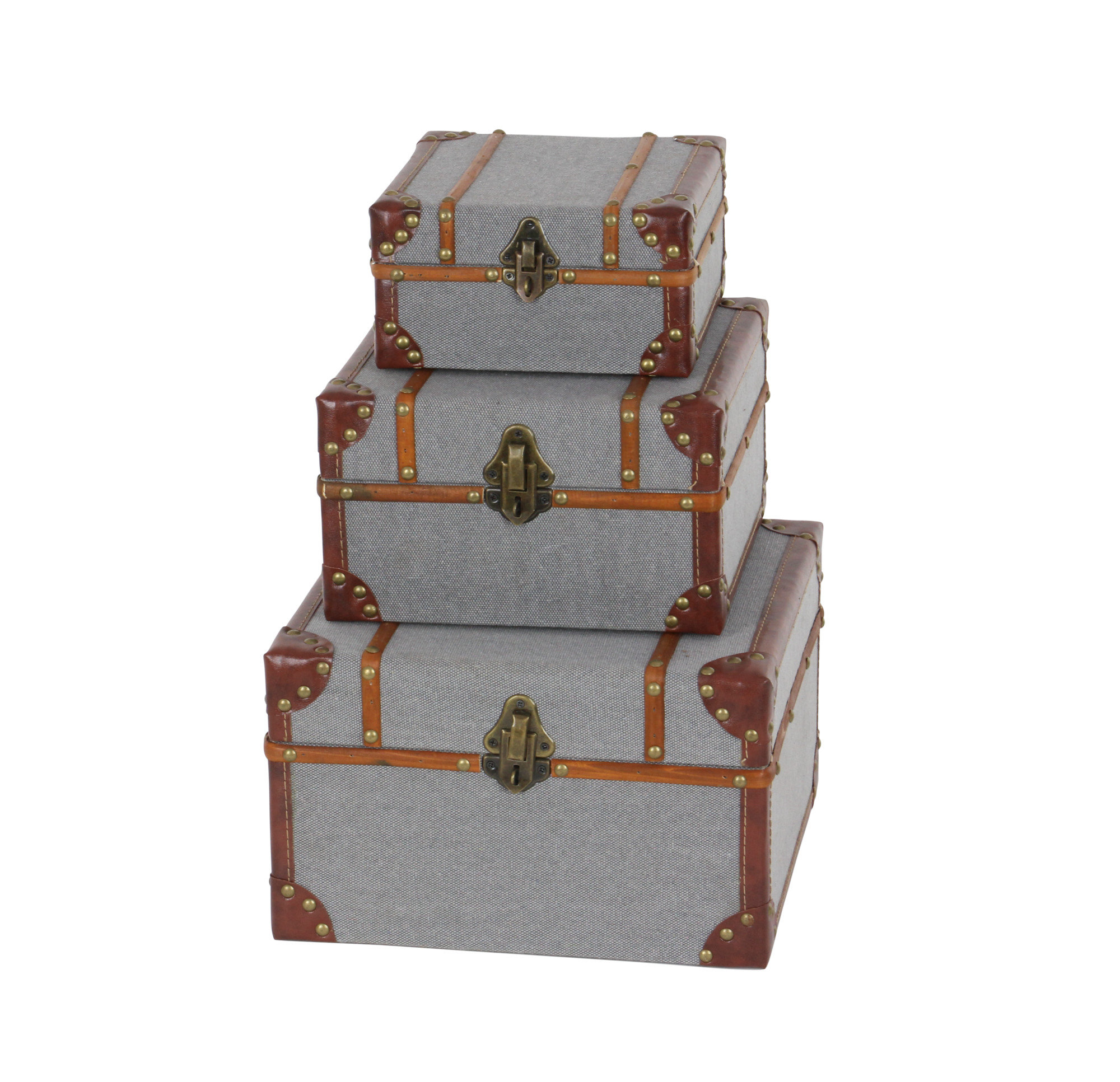 Breakwater Bay RosaRio Wooden Upholstered Decorative Gray Box with ...