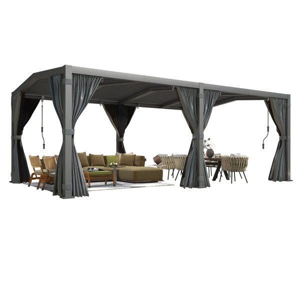 EROMMY 12x20 Louvered Pergola, Aluminum Structure With Adjustable ...
