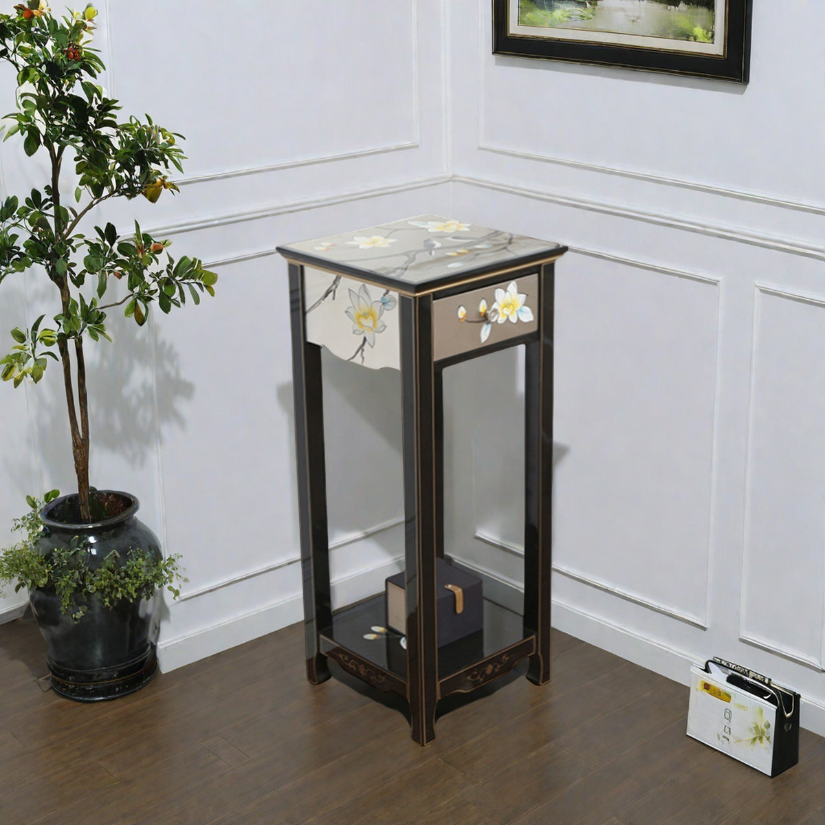 dujinlong home Hand-painted flower stand with draw simple high ...