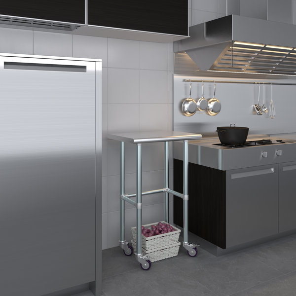 Amgood Stainless Steel Open Base Work Table with Wheels & Reviews | Wayfair