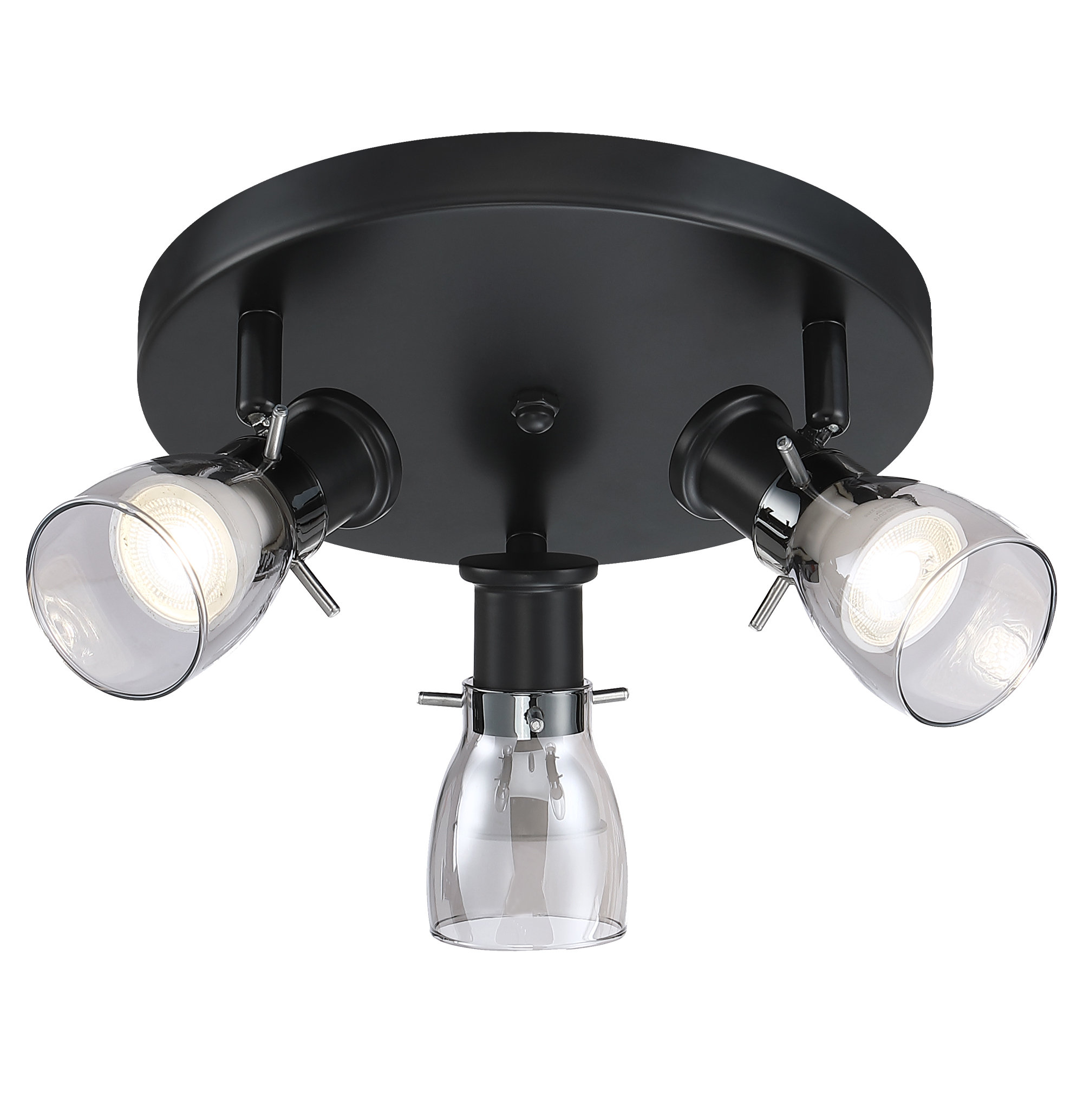 Flsnt 3-light Track Lighting Fixtures Ceiling, Matte Black Round ...