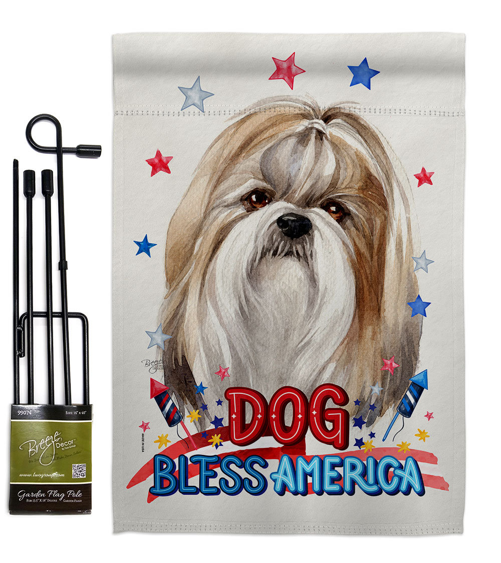 Breeze Decor Patriotic Shih Tzu Flags Set Dog Animals 28 X40 Inches ...
