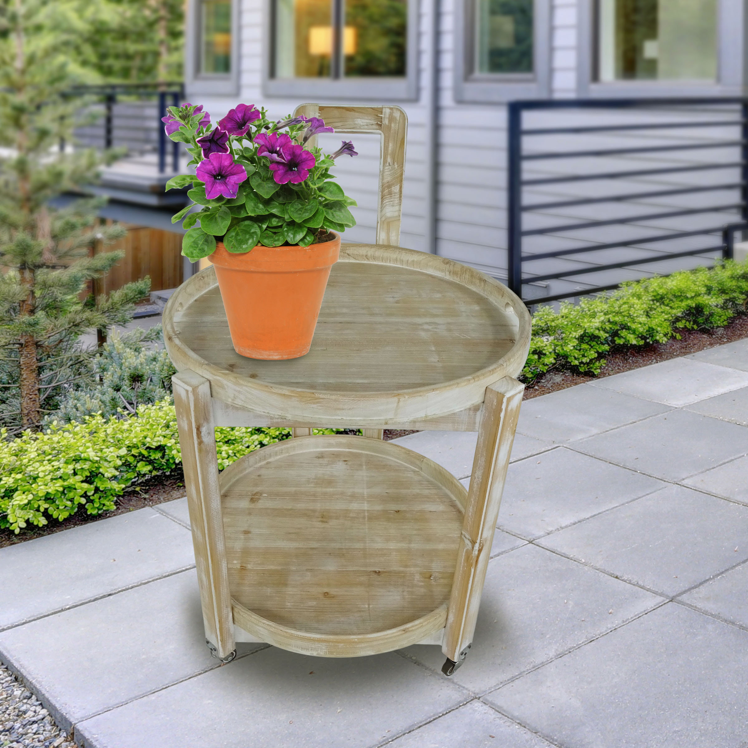 Arlmont & Co. Wood 2-Tier Rolling Storage Cart | Wayfair