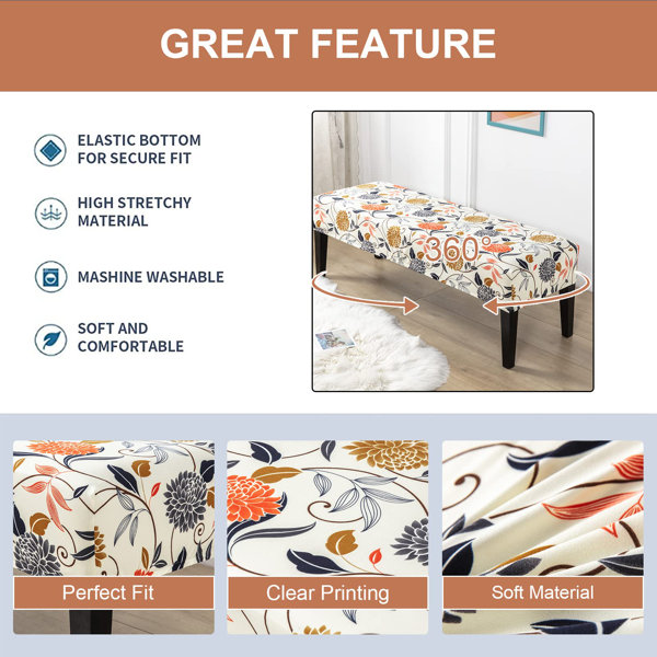 Lark Manor™ Chair Cover Dining Bench Cover Removable Bench Slipcover ...