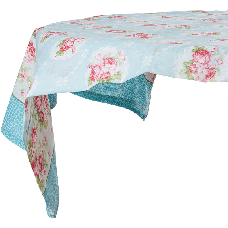 Rosdorf Park Blue Floral Rectangle Tablecloth printed with sweet pink ...