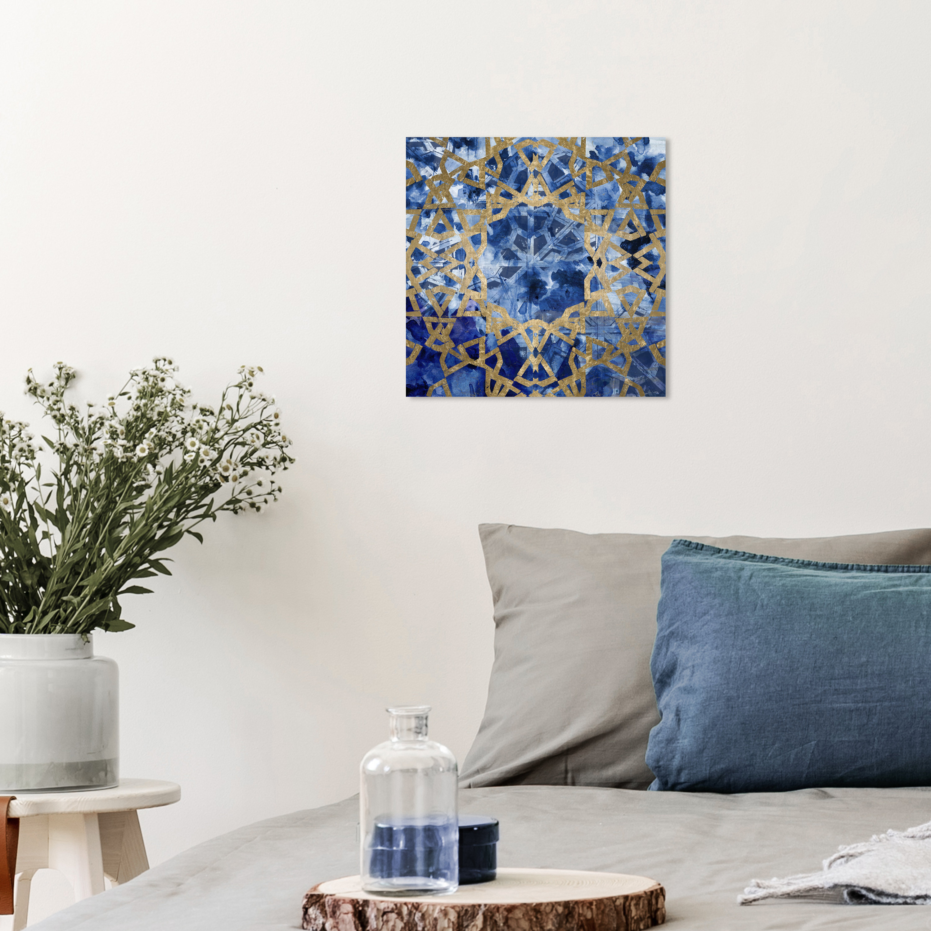 Wynwood Studio Abstract Moroccan Canvas Art - Blue Hypnotic Greek Wall ...