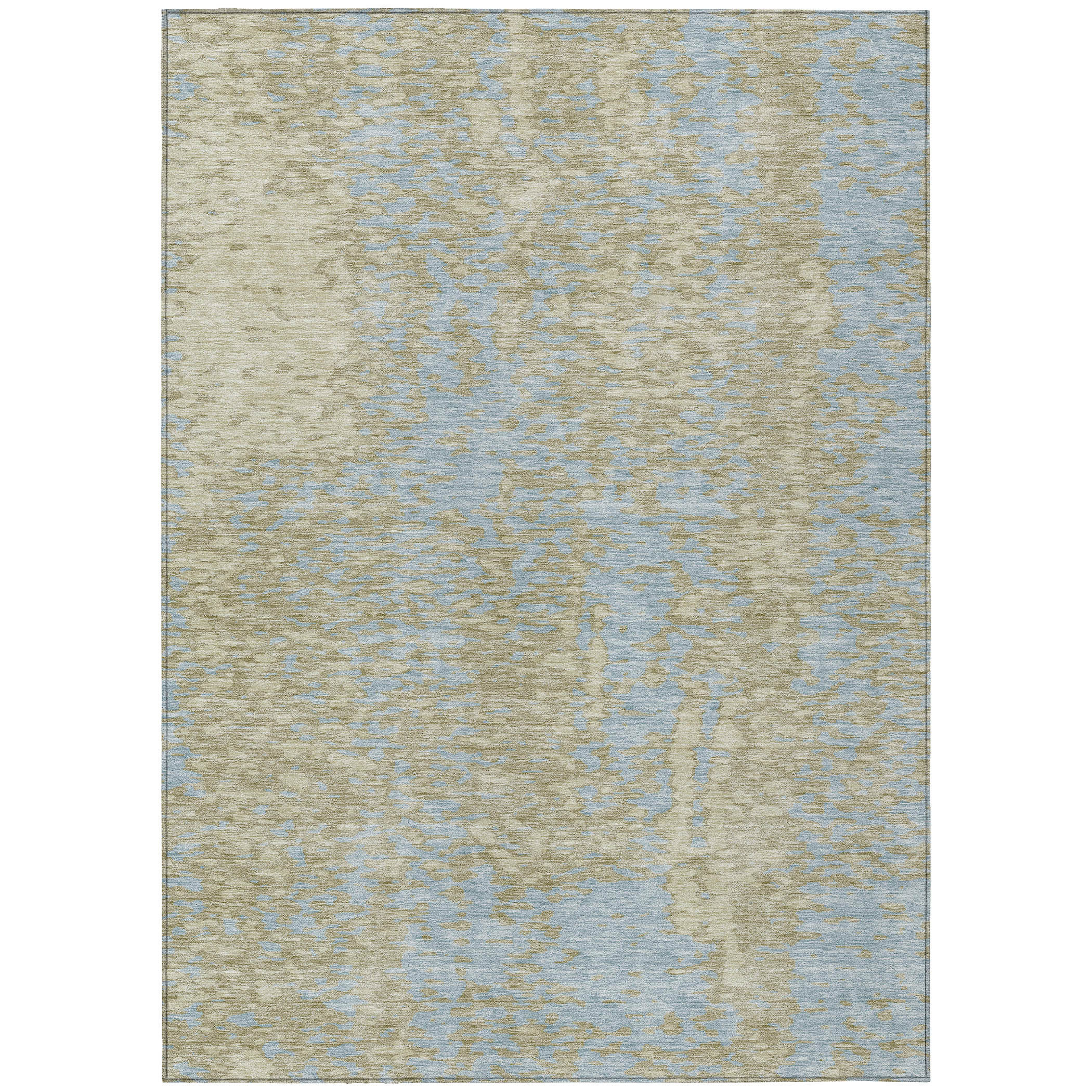 HomeRoots 8' X 10' Beige And Blue Abstract Washable Indoor Outdoor Area ...