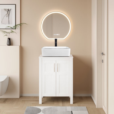 RAYS 24'' Single Bathroom Vanity With Semi-Circular Mirror With Sink ...