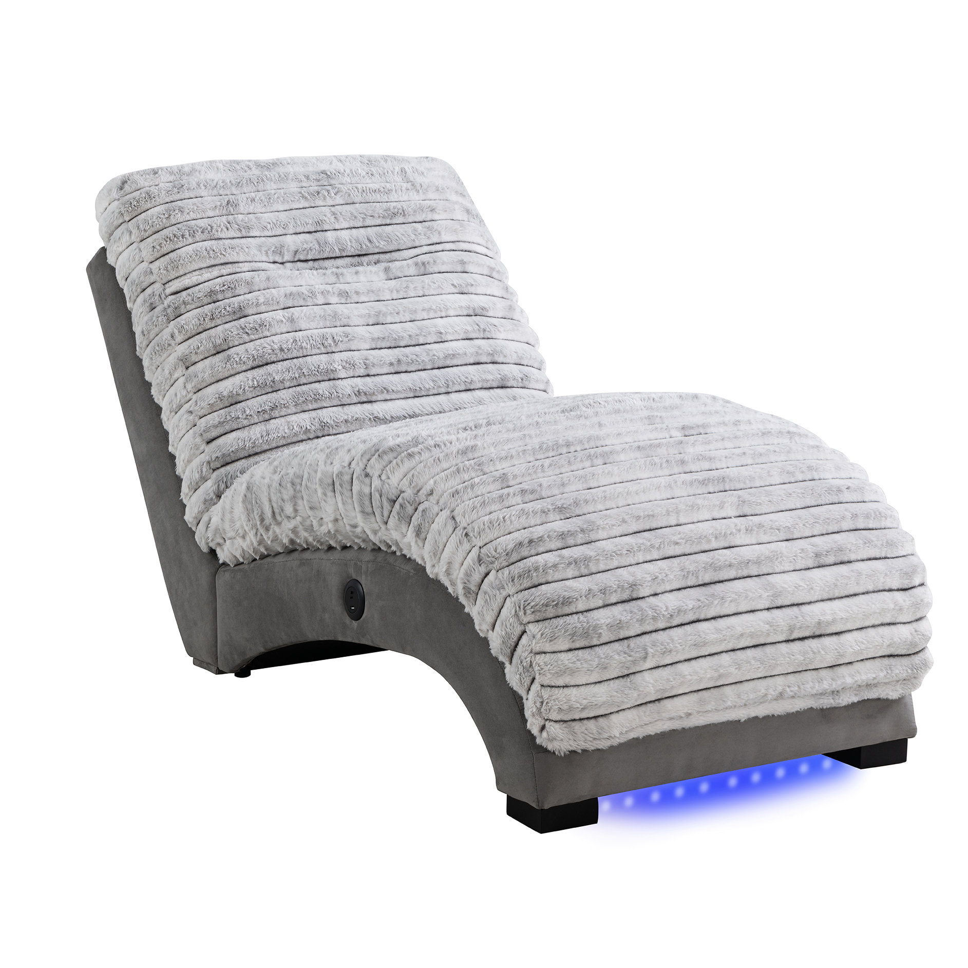 Orren Ellis Grey Contemporary Nickel - Trimmed Chaise With , Padded ...