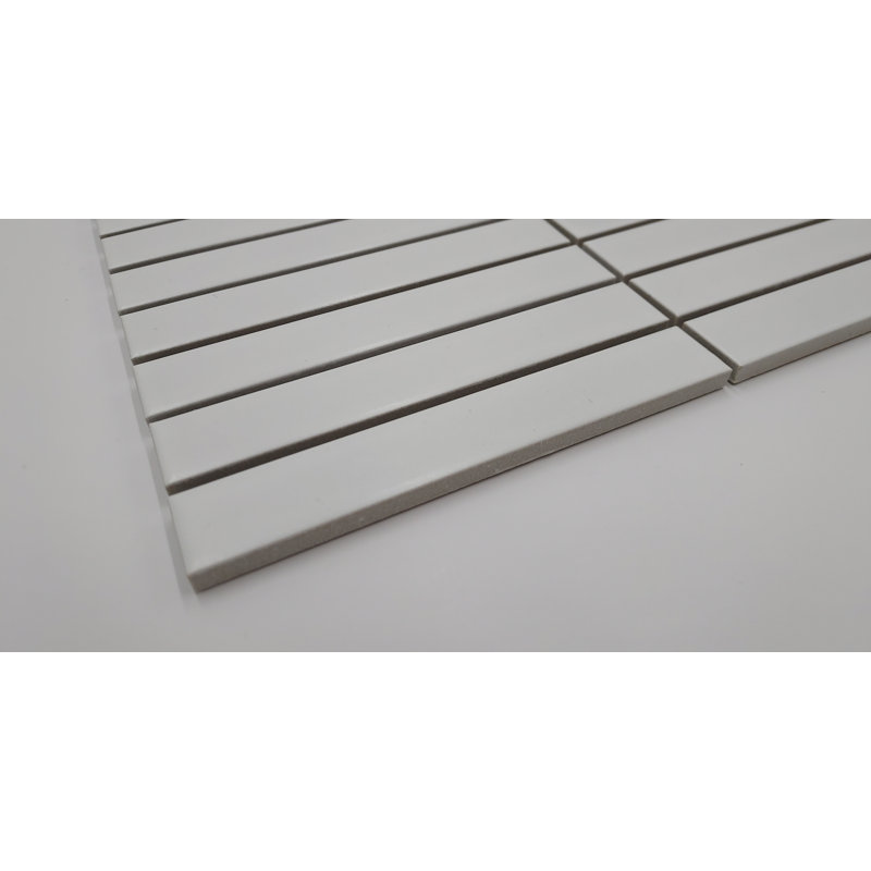 TheMosaicFactory 6" x 1" Straight Edge Porcelain Grid Mosaic Sheet Tile ...