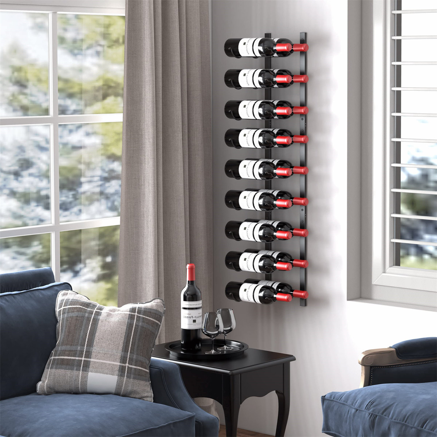Latitude Run® 36 Bottle Wall Mounted Wine Bottle Rack in Black ...