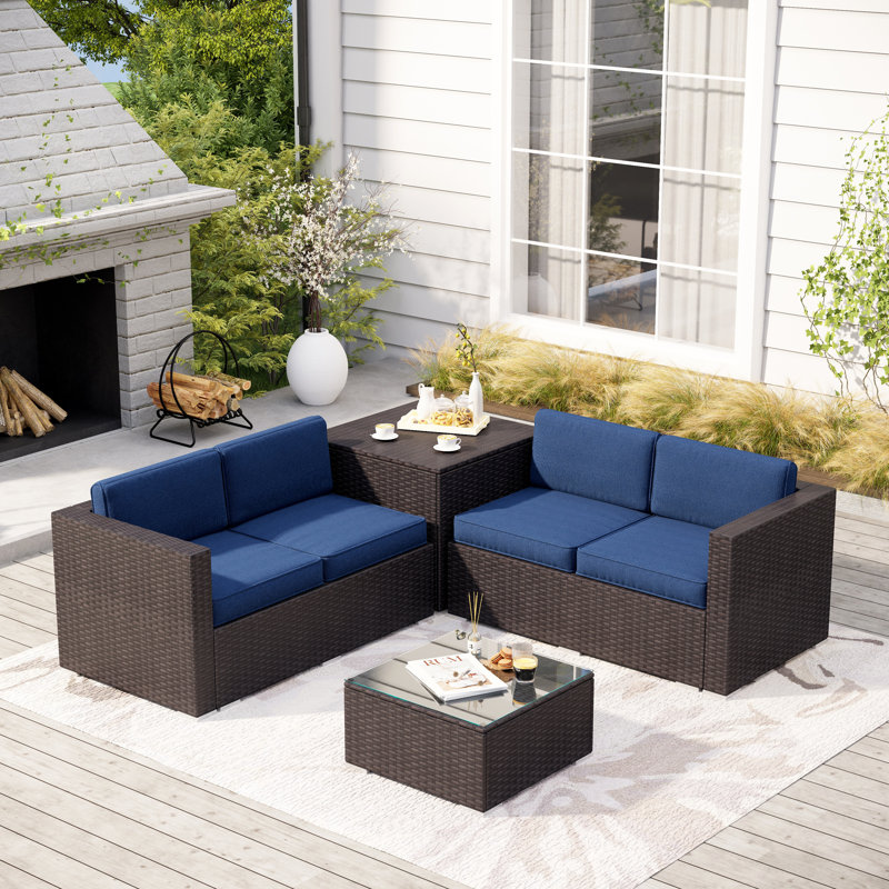 Wildon Home® Tanejah 4 - Person Outdoor Seating Group with Cushions ...