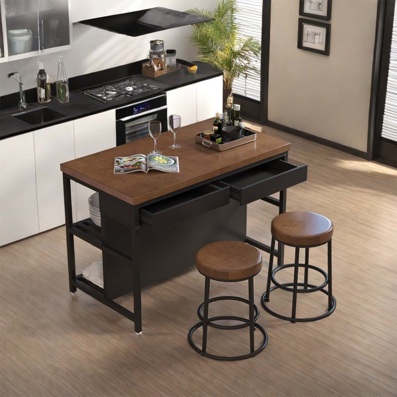 Hart Enjoy life Open solid wood metal base kitchen island | Wayfair