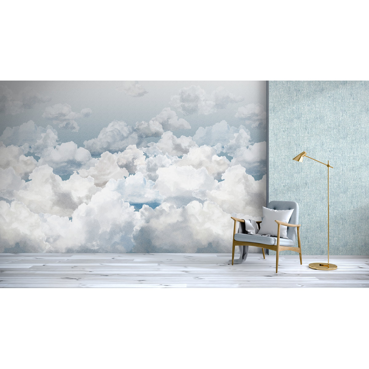 Galerie Wallcoverings Crafted Clouds 4-Panel Wall Mural 8.8' L x 110.2 ...