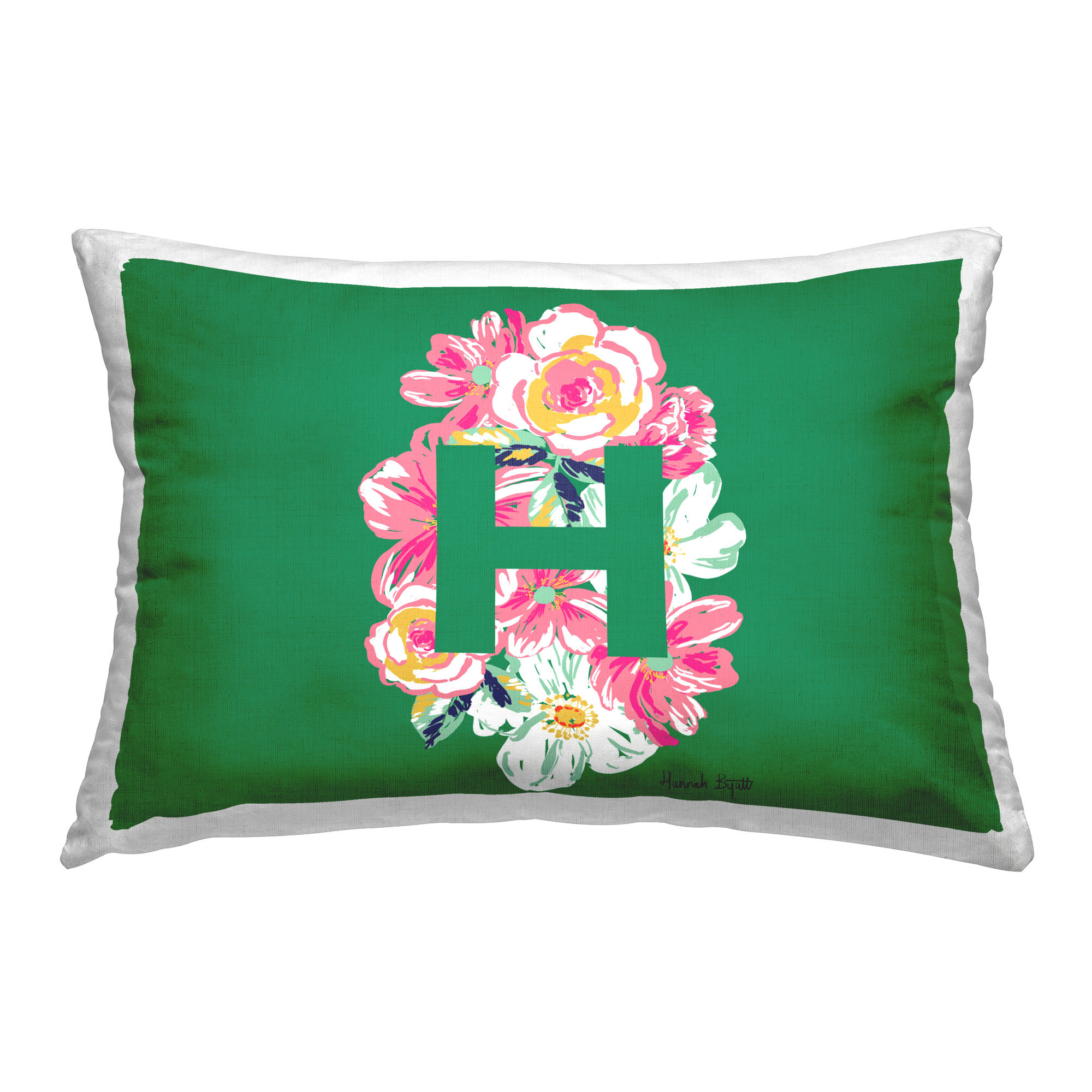 Stupell Industries Floral Initial Letter H Decorative Printed Throw ...