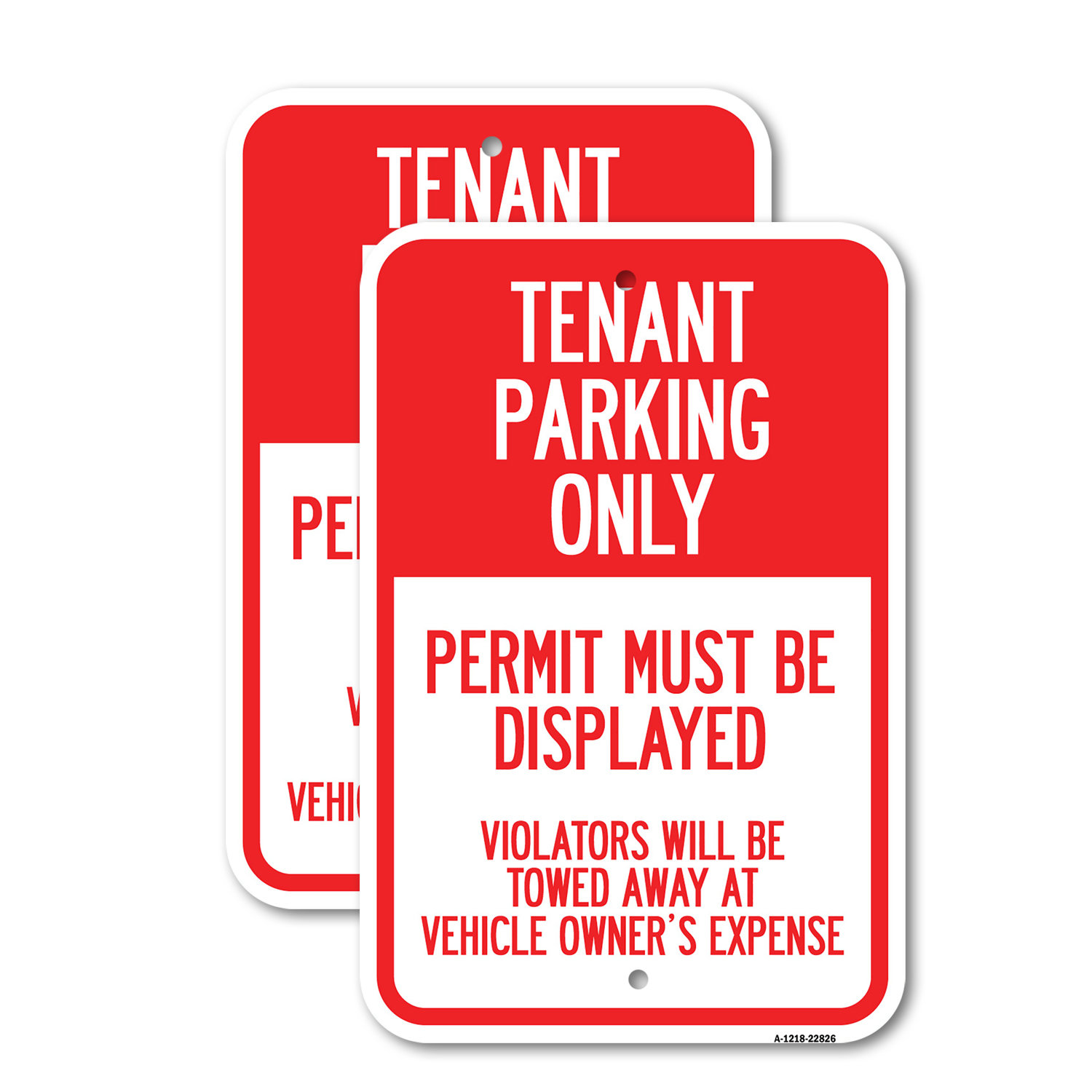 SignMission Tenant Parking Only Display Permit Violators to Aluminum ...