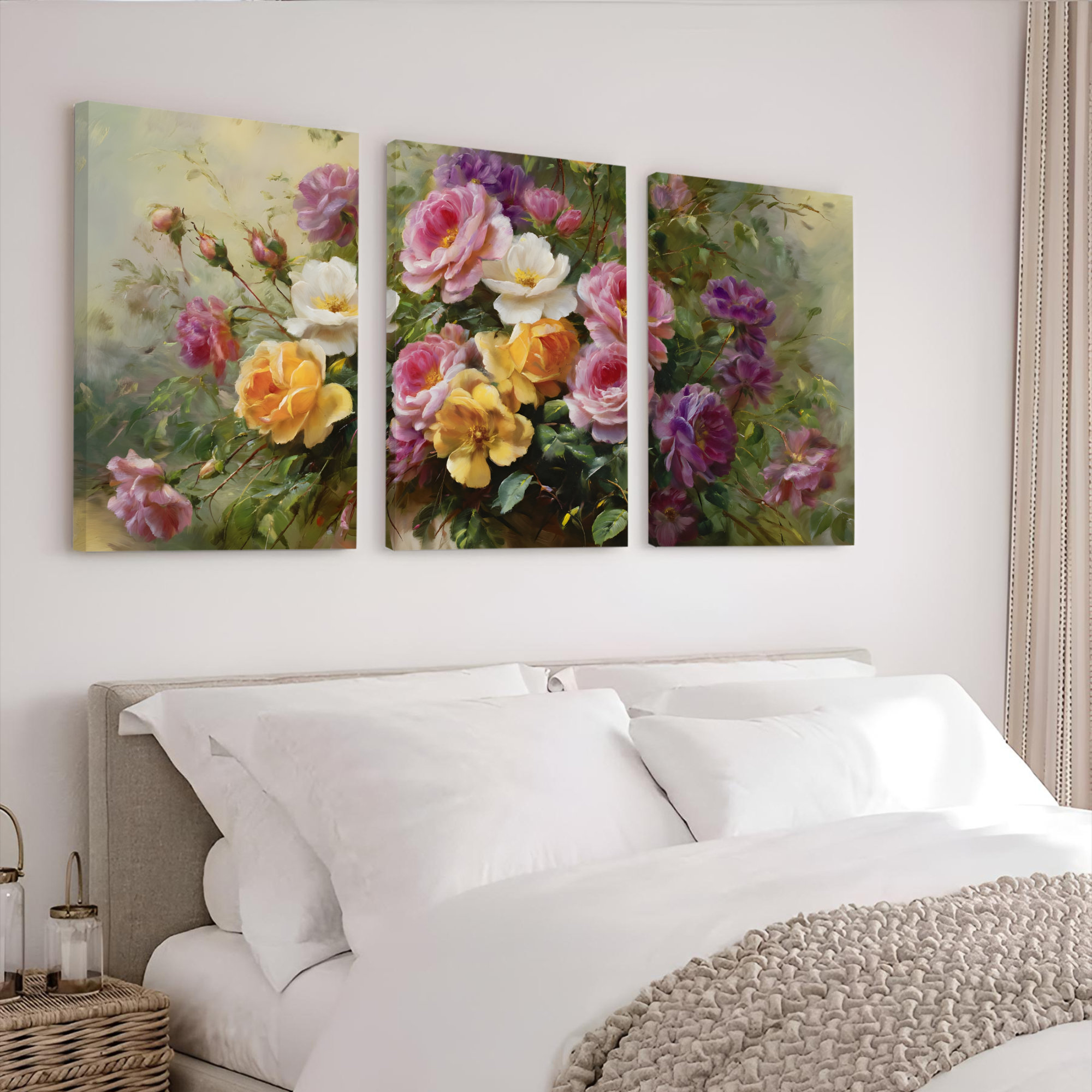 Astoria Grand Roses Floral Canvas Wrapped Wall Art, Oil Painting Print ...