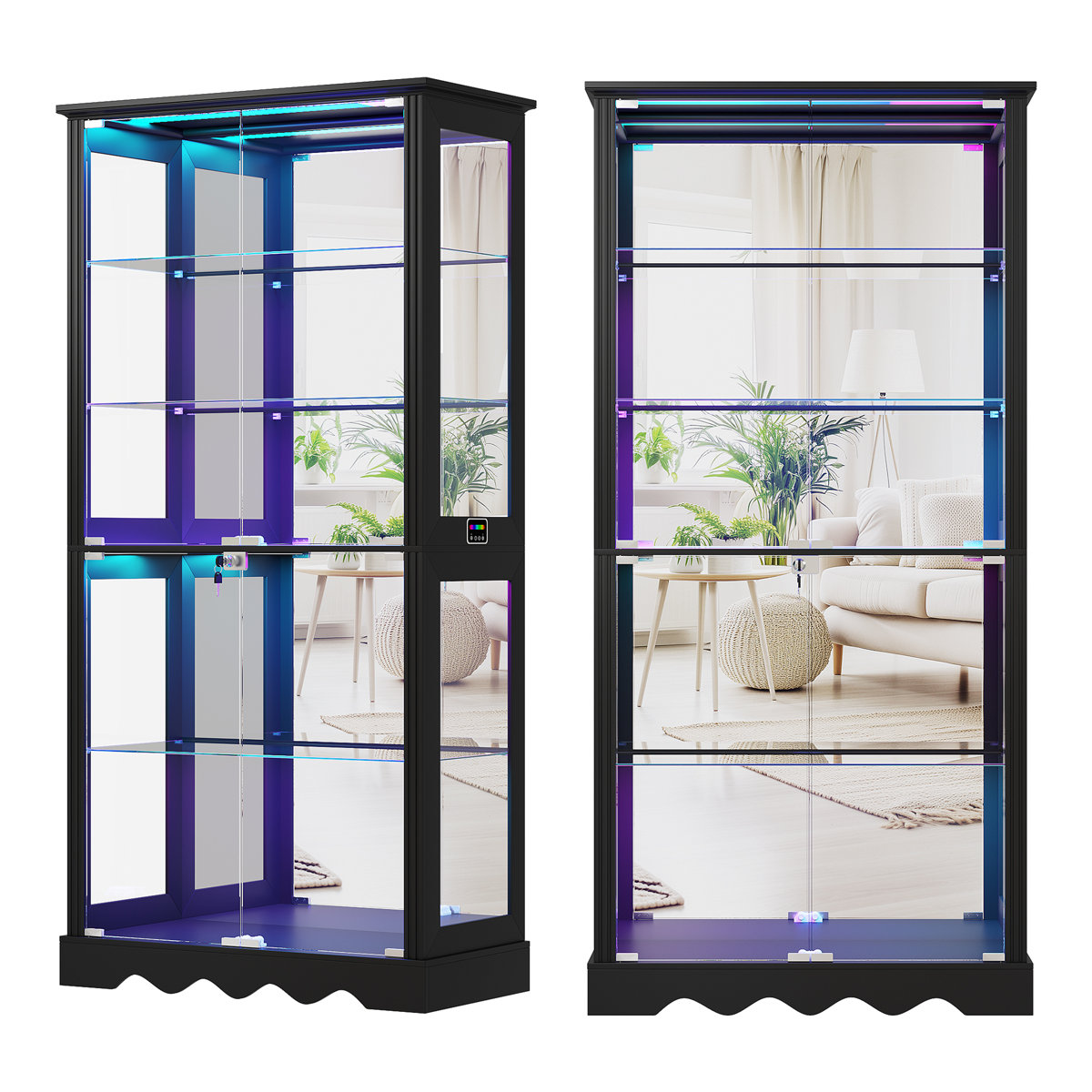 Metro Lane 5-Tier Glass Display Cabinet with Lock, Display Cabinet with ...