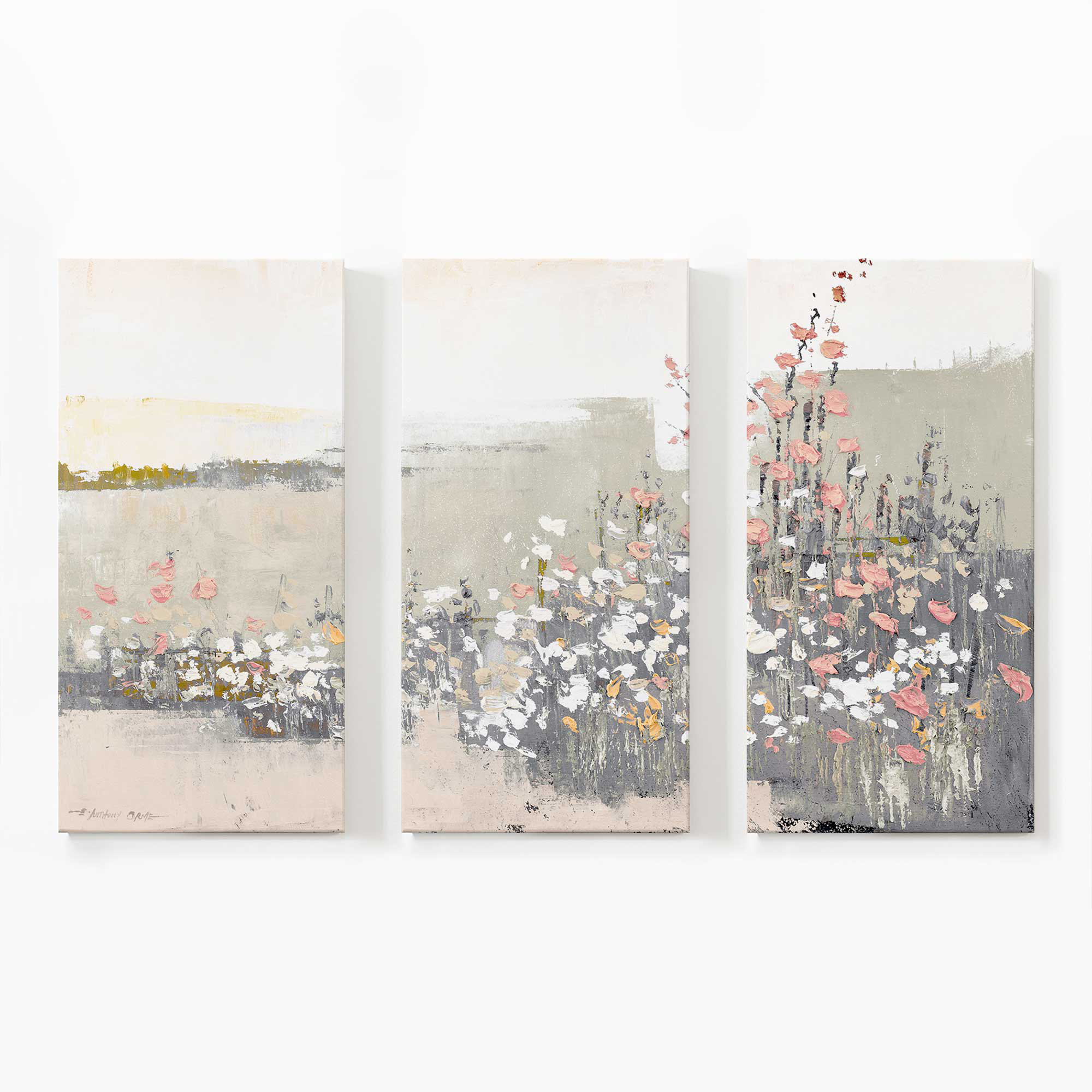 Frametolia Floral Haze | 3 Panel Split Large Canvas Print | Wayfair