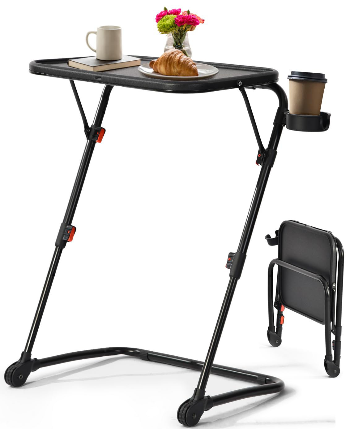 Inbox Zero Adjustable Folding TV Tray Table With 4 Height & 3 Tilt ...