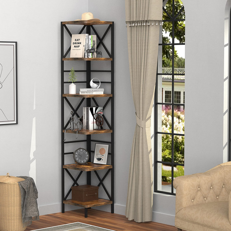 Trent Austin Design® Pang 74.8" H x 14.4" W Steel Corner Bookcase ...