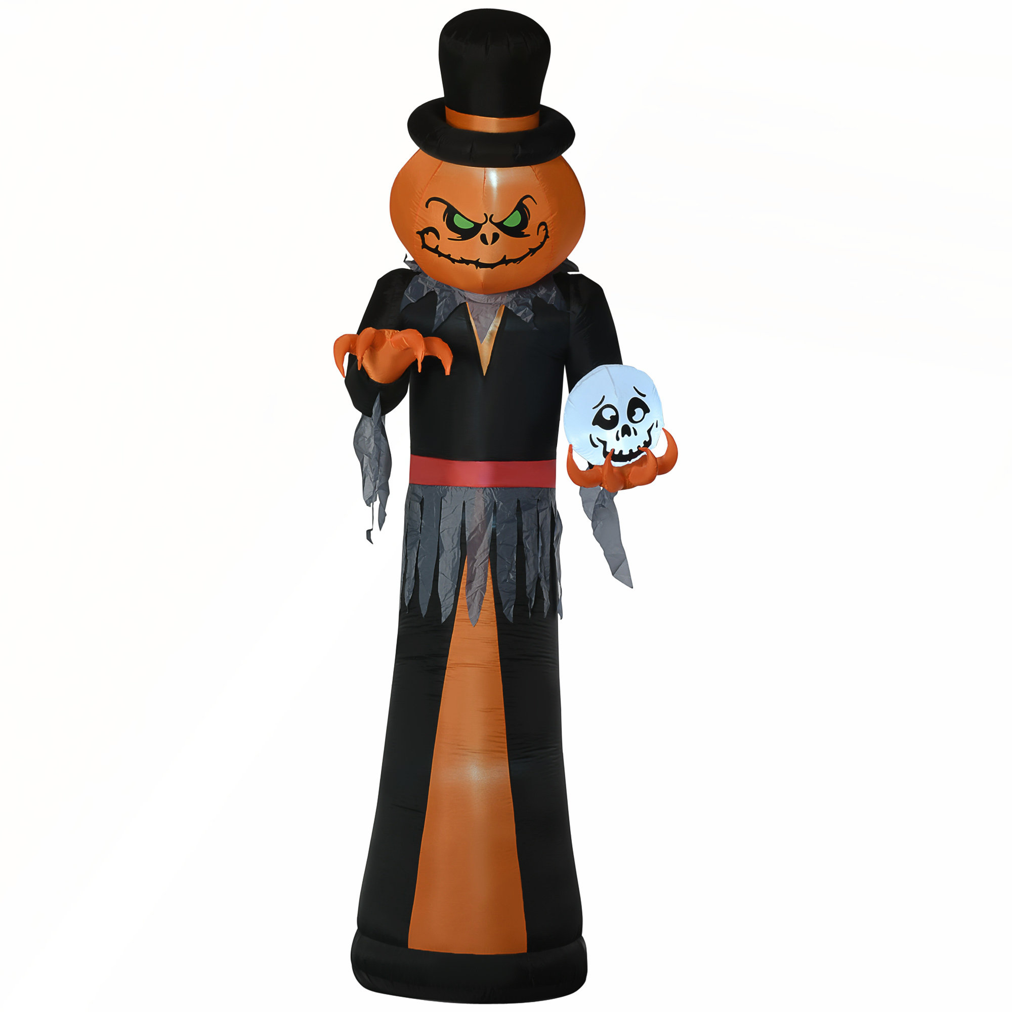 BURDOCK Halloween Inflatable Pumpkin Reaper with Skeleton Skull, LED ...
