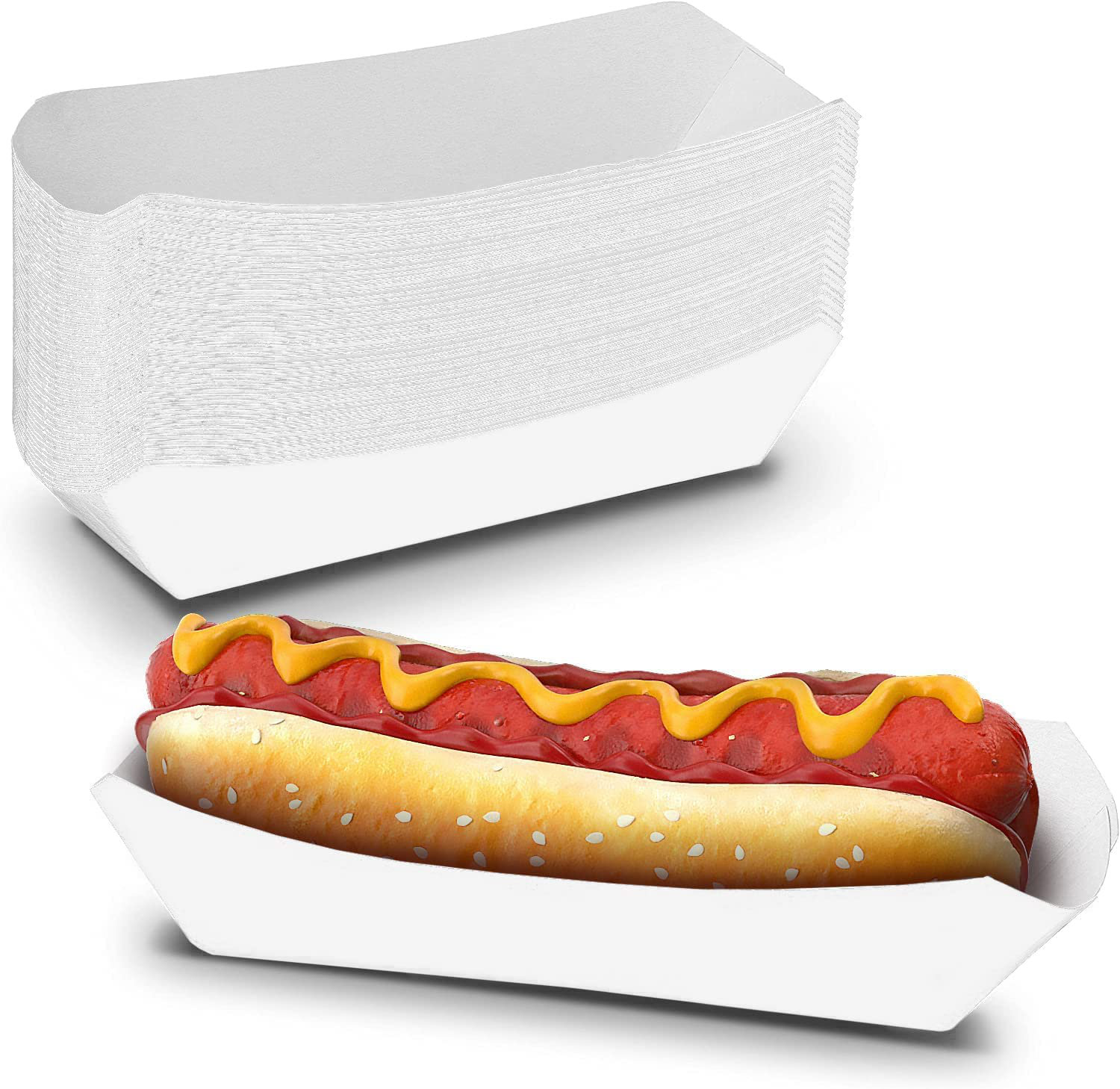 MT Products White Paper Hot Dog Trays - 7" x 2.75" x 1.50" Hot Dog ...