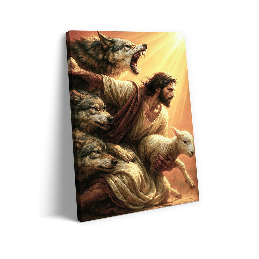 Dakota Fields Jesus And Lamb Wall Art Jesus Protect Lamb From Wolves ...