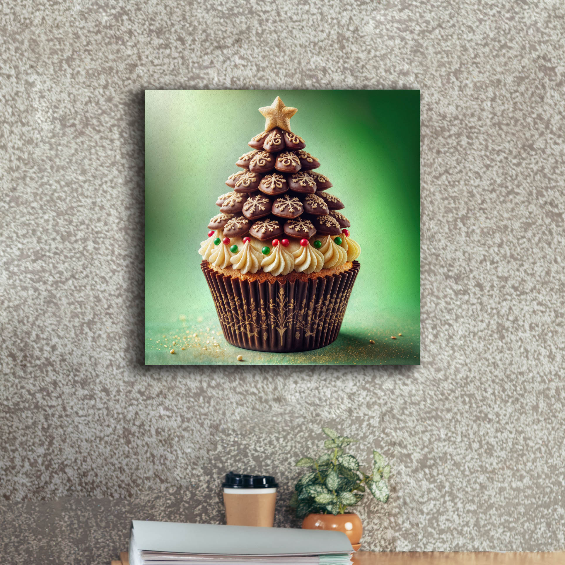Epic Graffiti 'Christmas Tree Cupcake' by Rey Klimt Canvas Wall Art ...