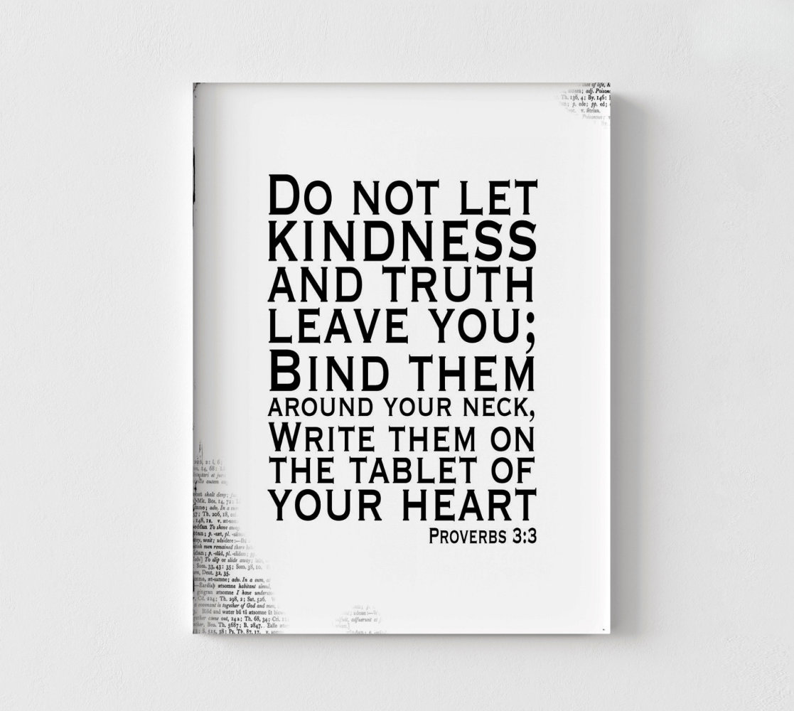 WeFrameArt Proverbs 3-3 By Tara Moss, Kindness Poster Print, Biblical ...