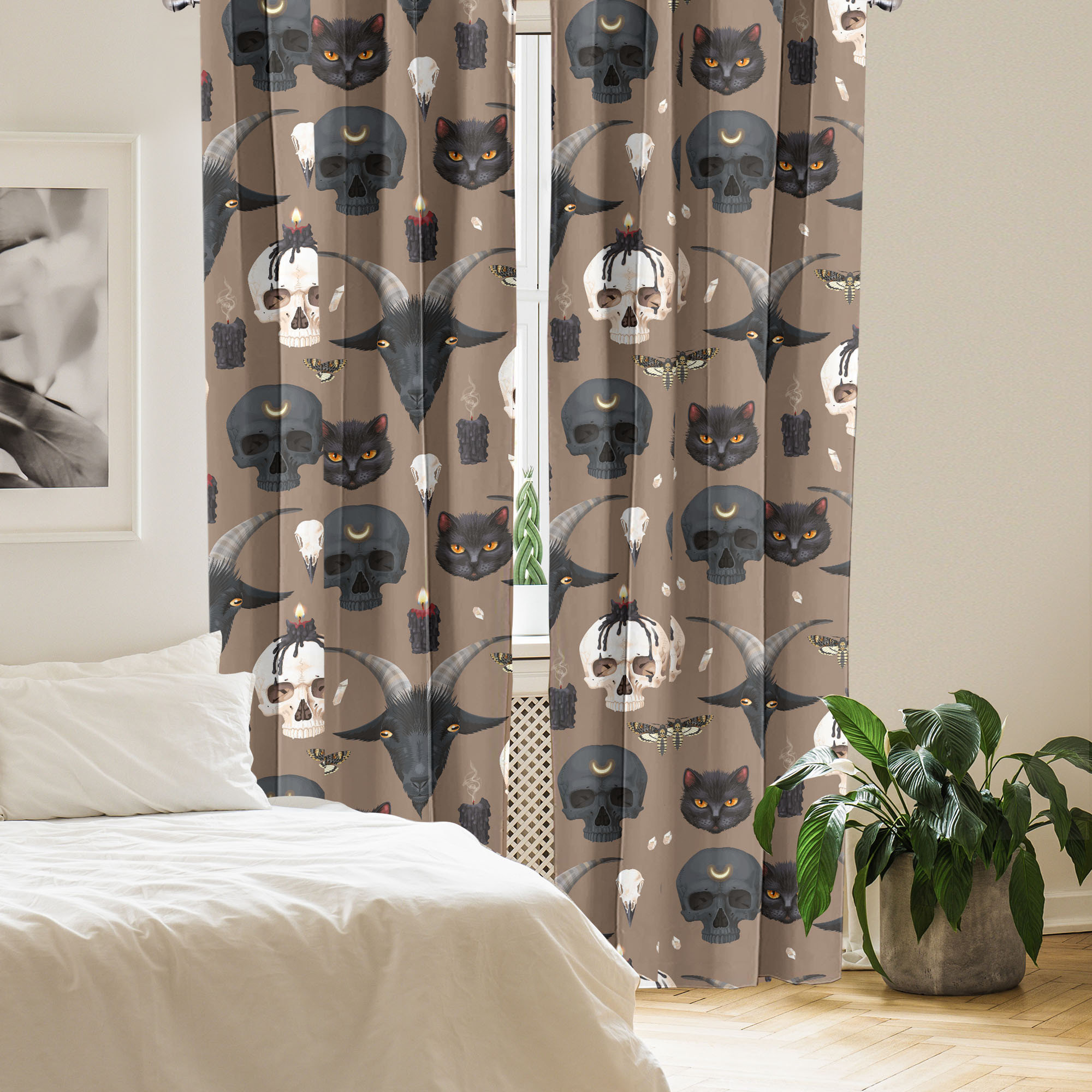 East Urban Home Skull Curtains Mystical Art Pattern Gothic Pair 428026 ...
