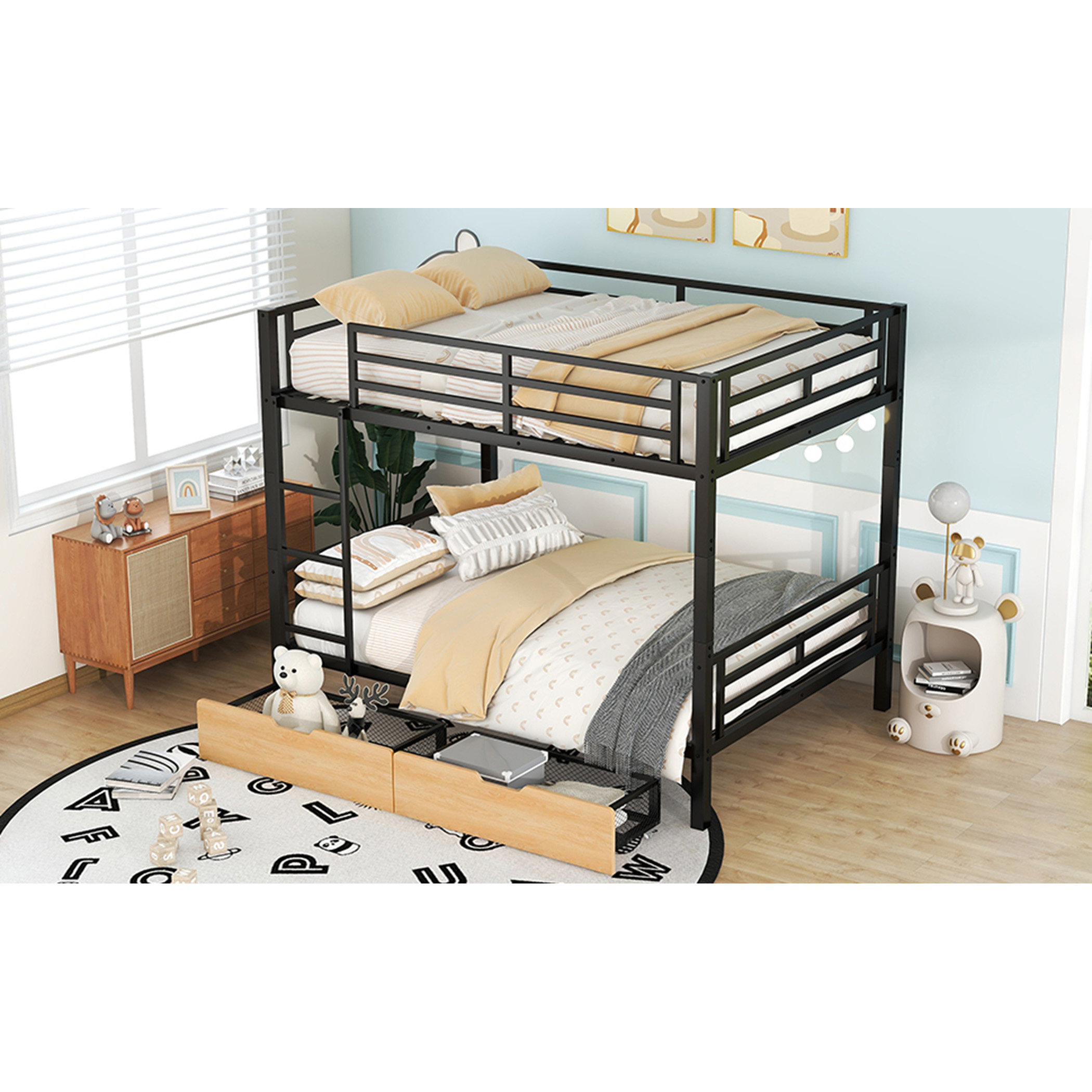 Mason & Marbles Metal Full Size Convertible Bunk Bed With 2 Drawers ...
