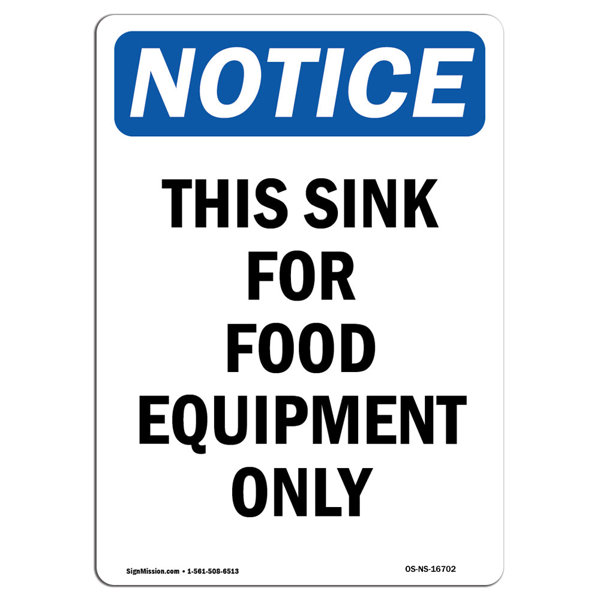 SignMission This Sink for Food Equipment Only Sign | Wayfair