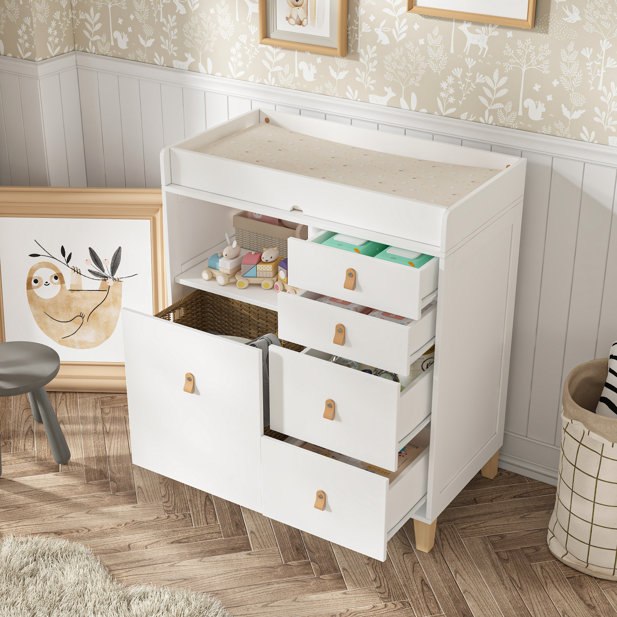 George Oliver Modern Changing Table Dresser With Strong Storage ...