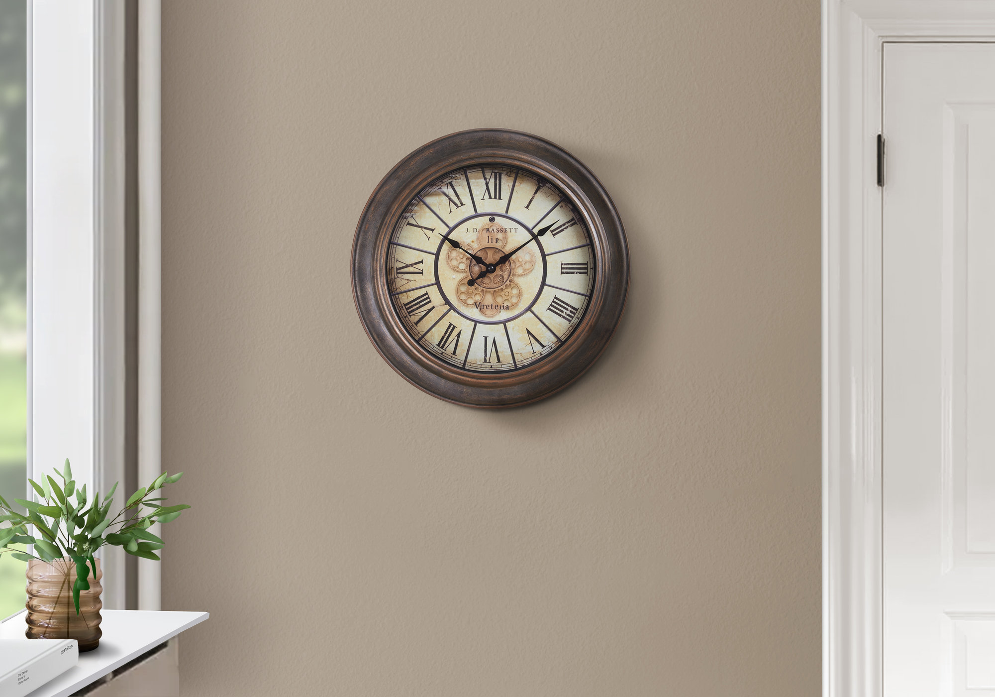 Winston Porter Clocks, 15" Round, Wall Clock, Antique Brown ...