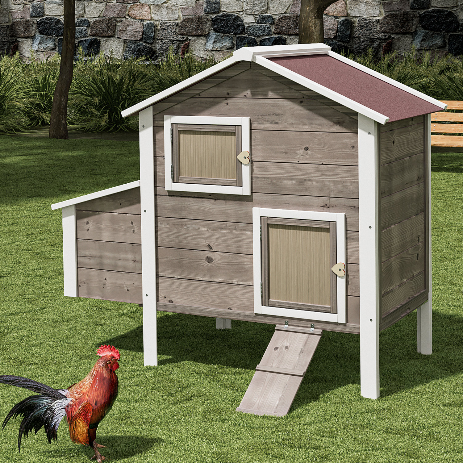 Tucker Murphy Pet™ 50" Wooden Weather Resistant Chicken Coop Henhouse ...