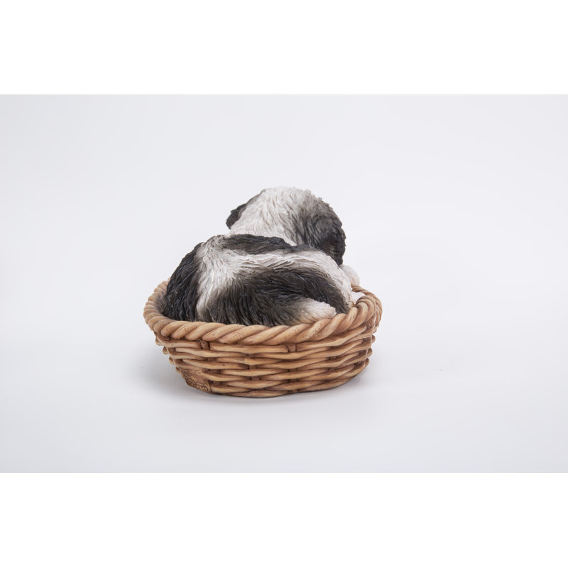 Hi-Line Gift Ltd. Wicker Basket Shih Tzu Puppy Statue & Reviews | Wayfair