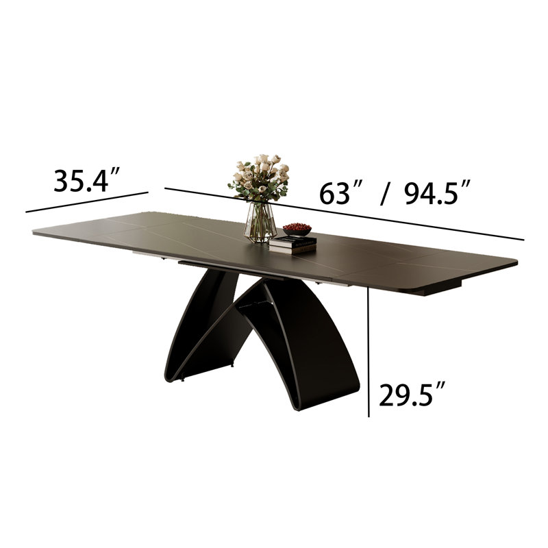 Ivy Bronx 94.5-Inch Extendable Double Leg Dining Table | Wayfair