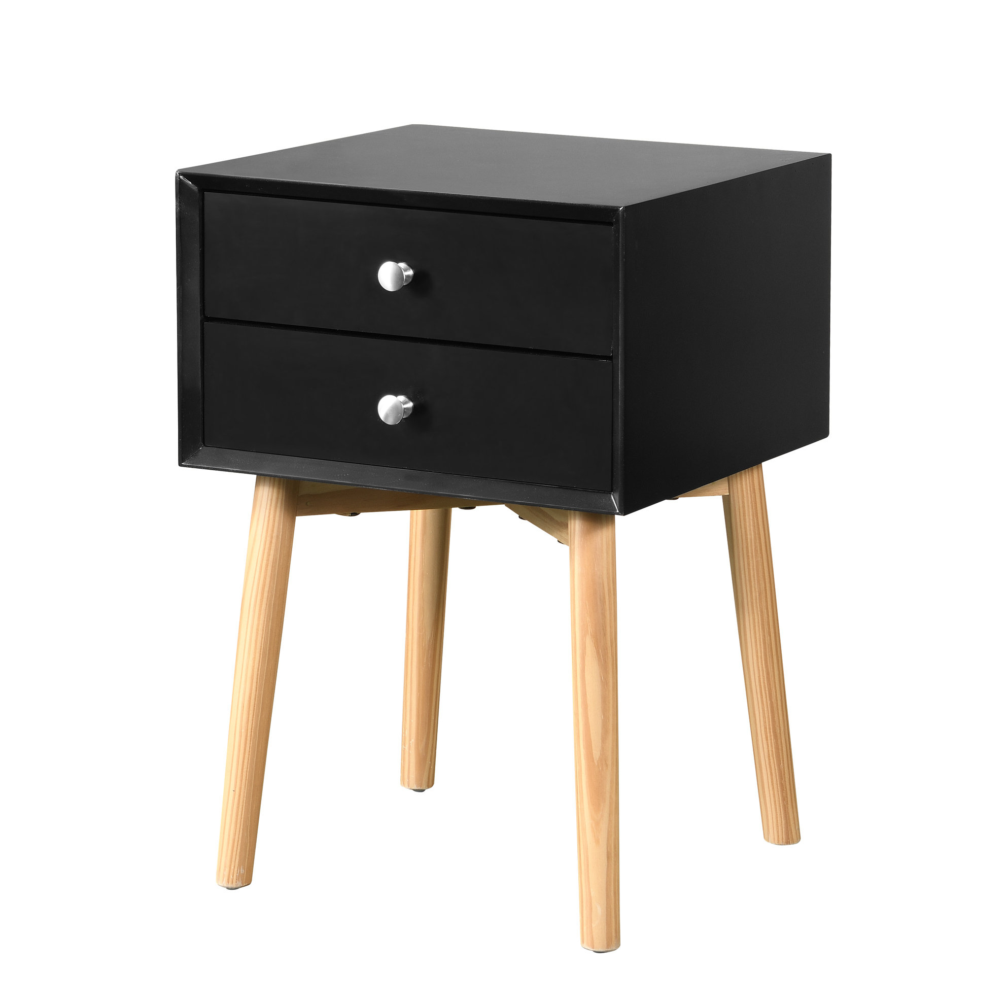 George Oliver Side Table With 1 Drawer And Rubber Wood Legs, Mid ...