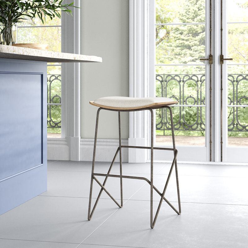 Joss & Main Deux Upholstered Counter Stool with Metal Frame & Reviews ...