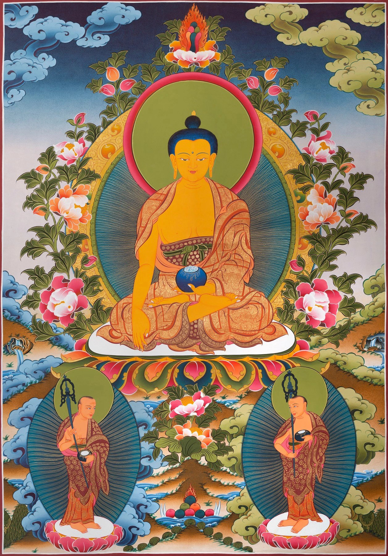 Exotic India Buddha Shakyamuni With His 2 Chief Disciples (Brocadeless ...