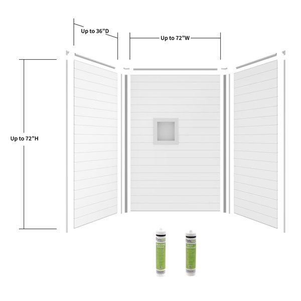 Bella CORE 2 Wall Shiplap Tub and Shower Surround Kit up to 36D x 72W x ...
