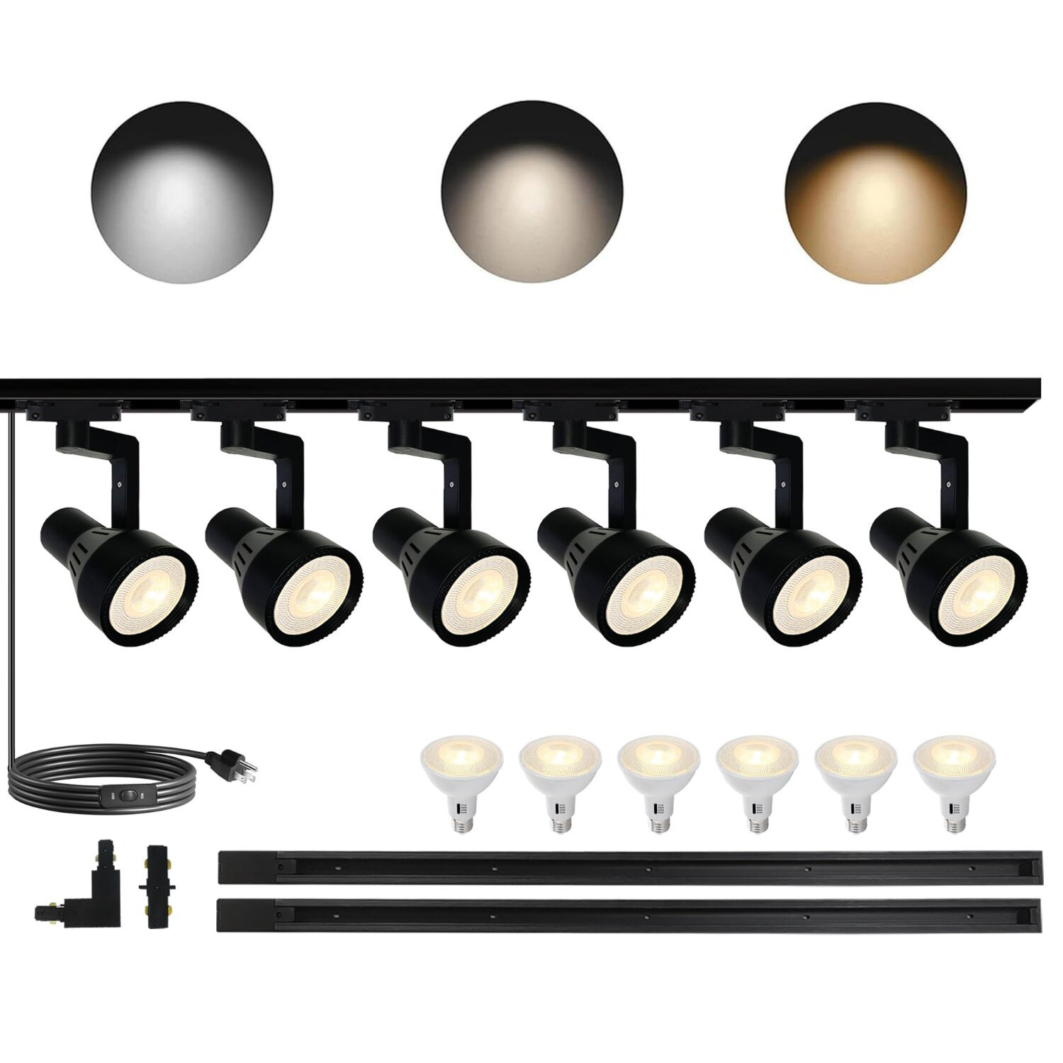 COHLU Plug in 6 Lights LED Track Lighting Complete Kit, Include 6.56ft ...