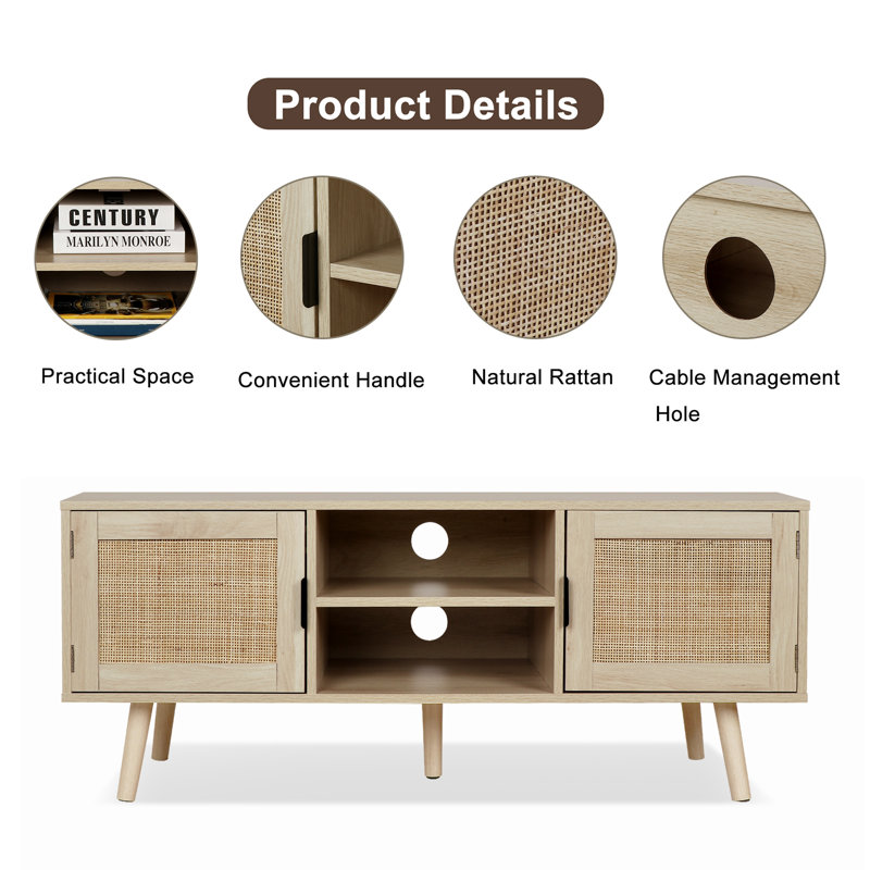 George Oliver Boyt Rattan TV Stand for TV's up to 55 & Reviews | Wayfair