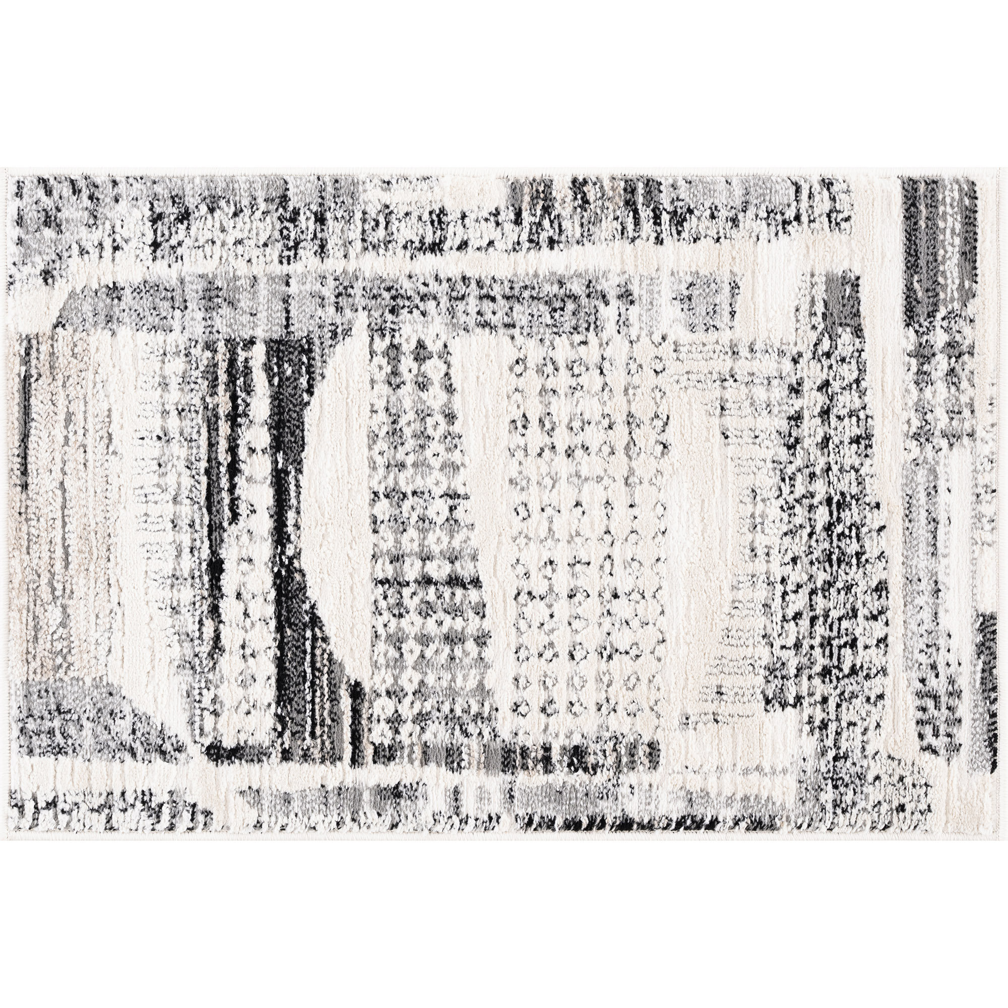17 Stories Henry Contemporary High-Low Abstract Grey Indoor Area Rug ...
